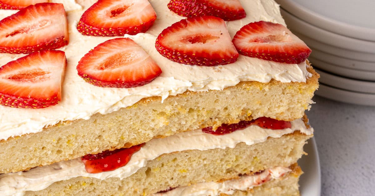 Sheet Pan Strawberry Layer Cake with White Chocolate Buttercream ...