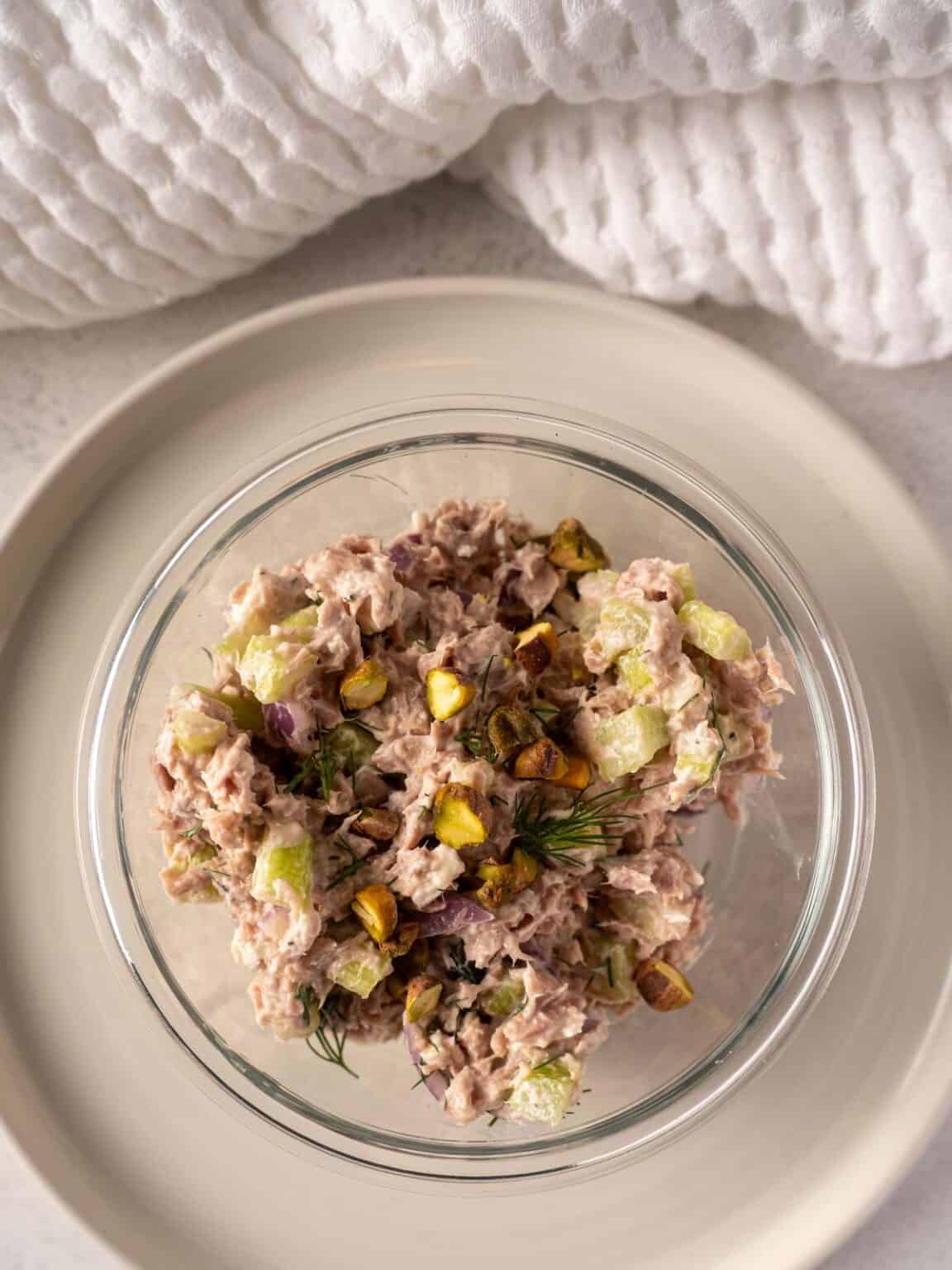 No-Mayo Healthy Tuna Salad with Greek Yogurt, Feta and Pistachios ...